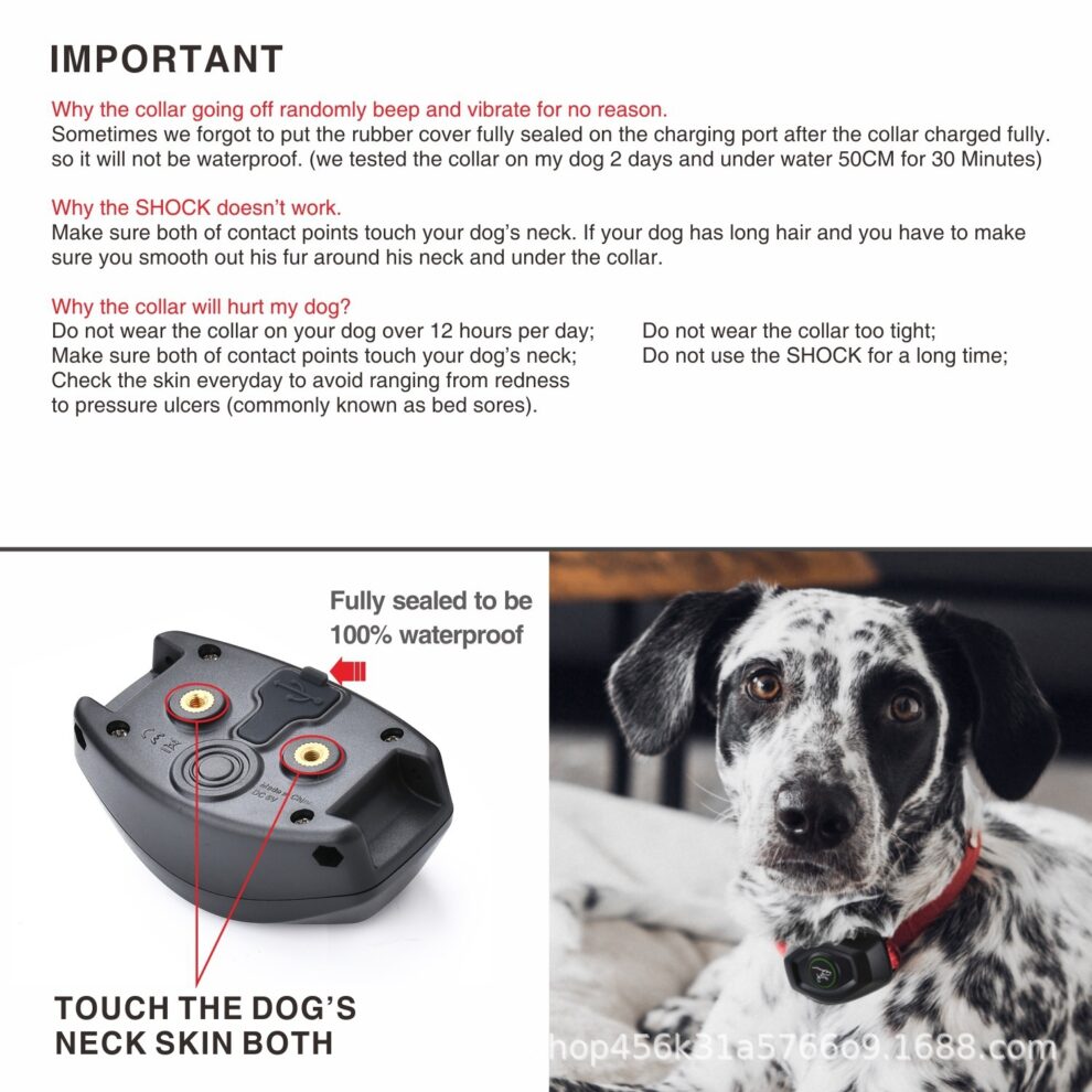 800m Waterproof Rechargeable Dog Training Collar Vibration Static Shock ...