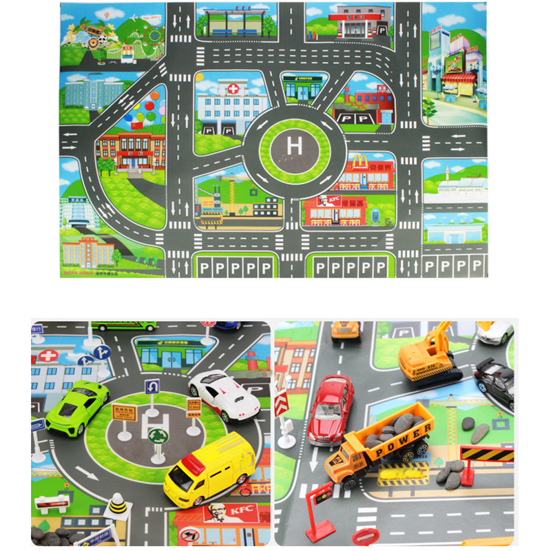 Baby Play Mat Road Map Kids Large City Traffic Toy Car Park Crawling ...
