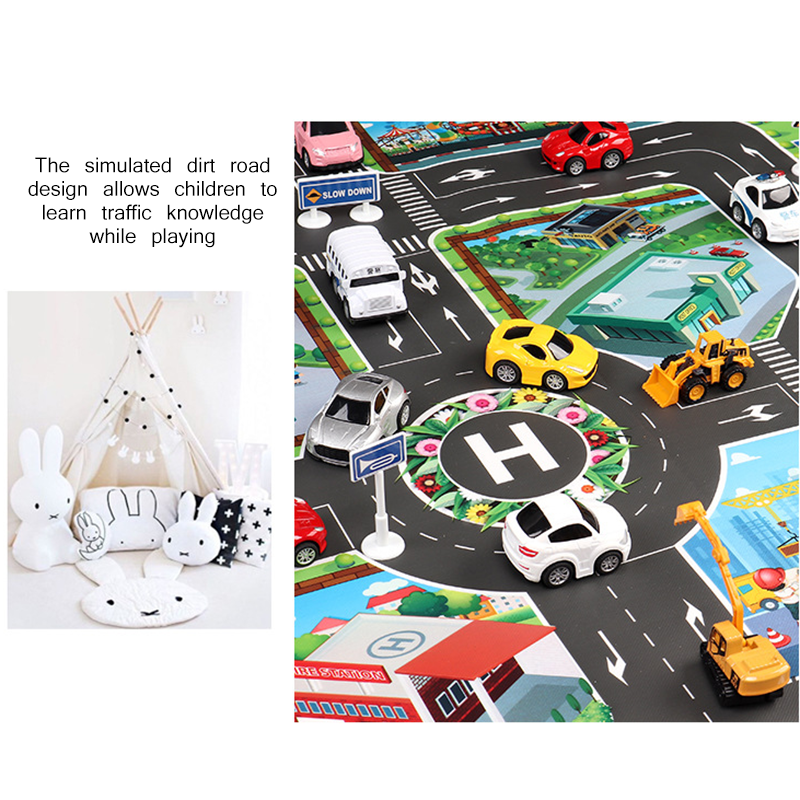 Baby Play Mat Road Map Kids Large City Traffic Toy Car Park Crawling ...