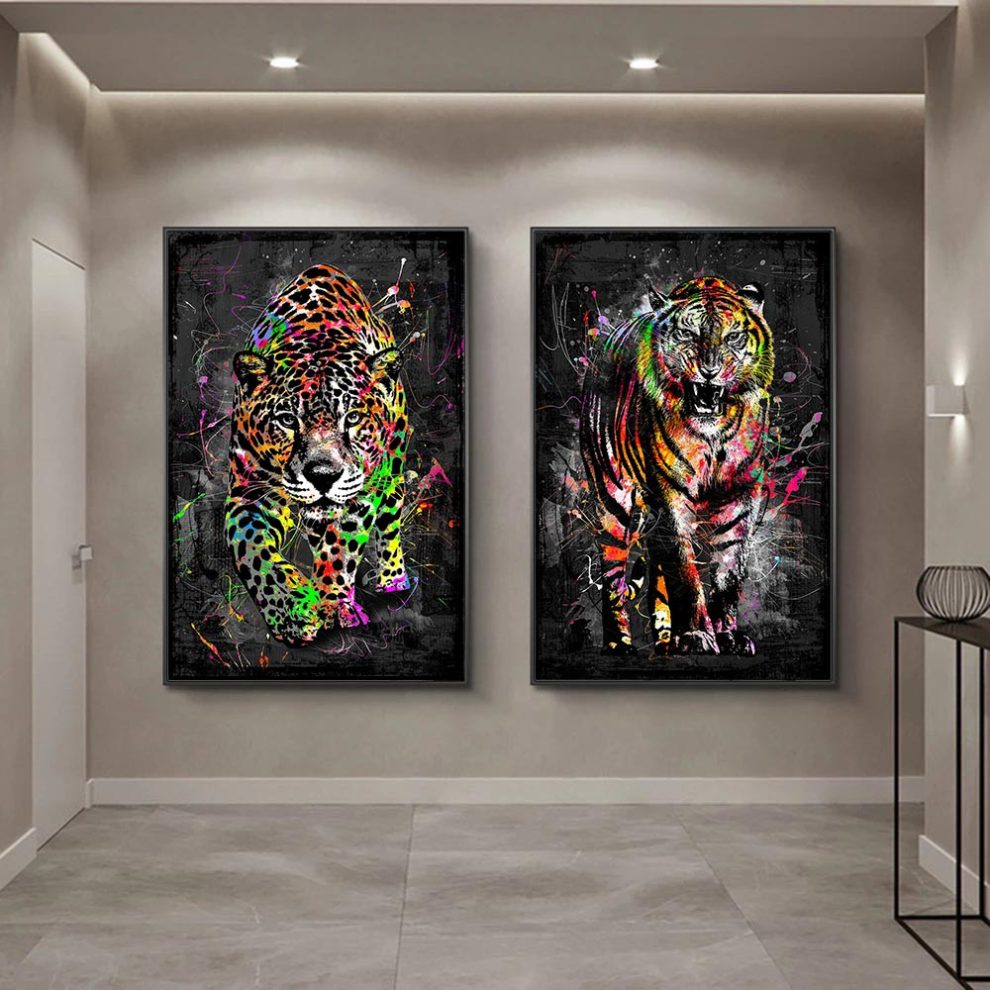 Modern Abstract Lion Oil Canvas Paintings Colorful Wall Art Prints ...