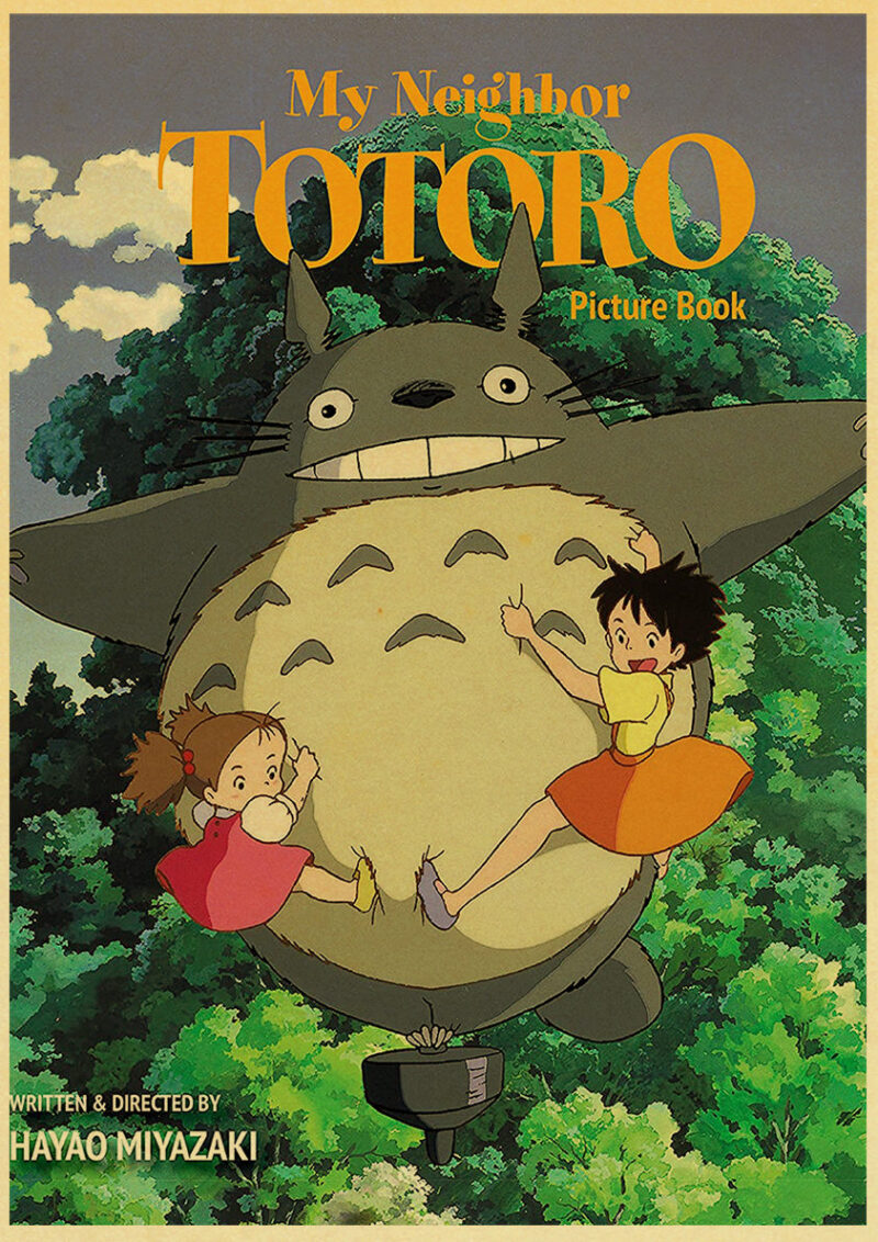 Japanese Anime Totoro Retro Kraft Poster By Miyazaki Hayao For Home ...