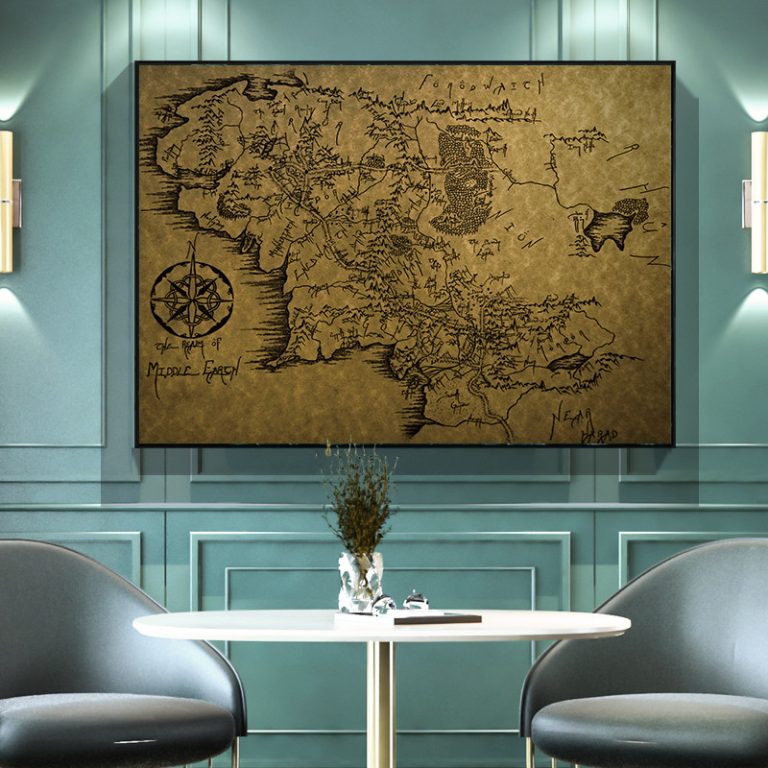 Unframed Middle Earth Map Canvas Art Print For Living Room Bedroom ...