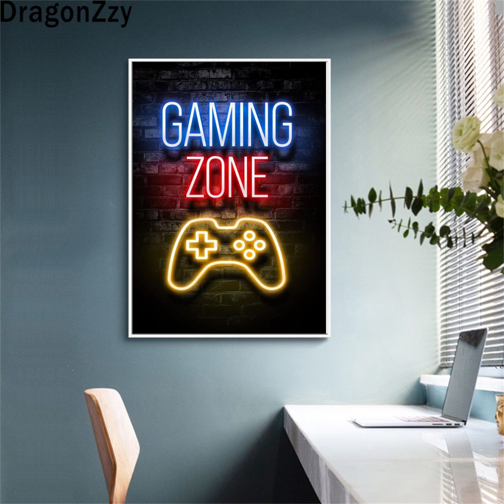 Glowinthedark Gaming Canvas Wall Art For Kids And Teens Room Decor ...