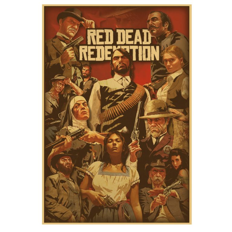 Red Dead Redemption 2 Vintage Game Poster 30x45cm Home Bar Decor ...