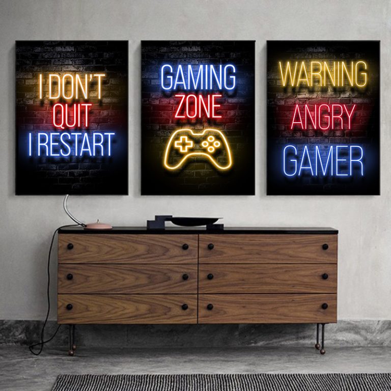 Sleep Game Repeat Gaming Wall Art Poster Prints Gamer Canvas Painting ...