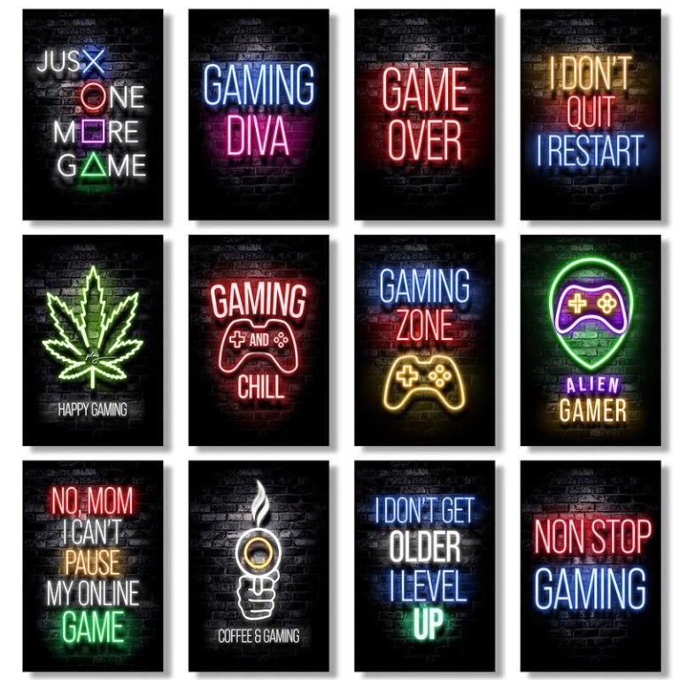 Sleep Game Repeat Gaming Wall Art Poster Prints Gamer Canvas Painting ...
