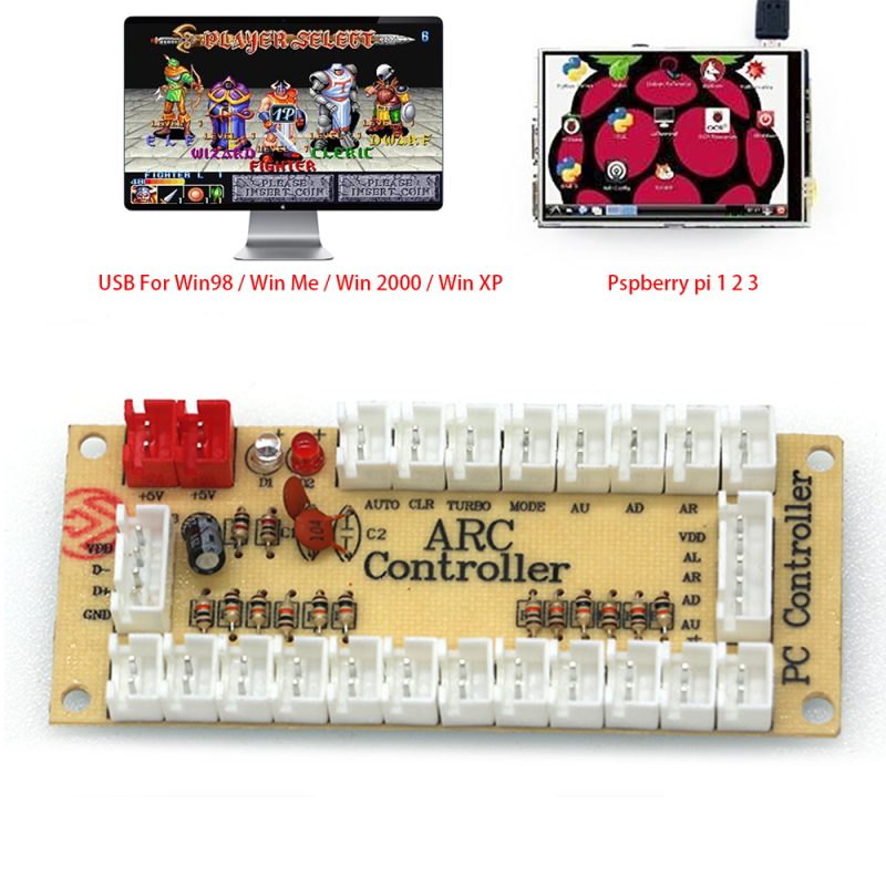1 Arcade Zero Delay Usb Joystick Encoder Pcb Board Game Stick Controller Pc & Raspberry Pi One ...