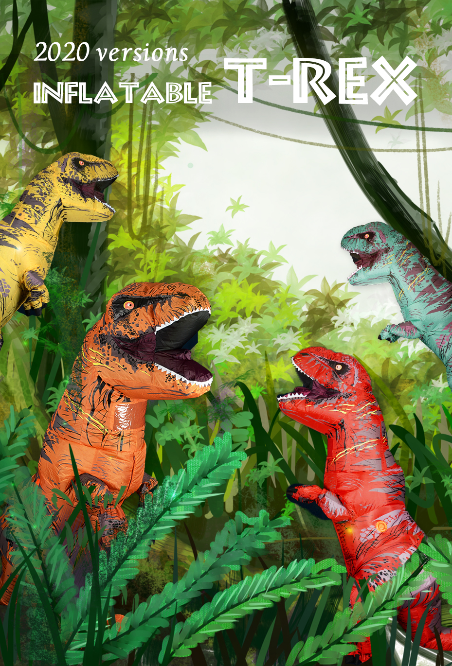 Inflatable Adult T Rex Costume Dinosaur Costumes Blow Up Fancy Dress ...