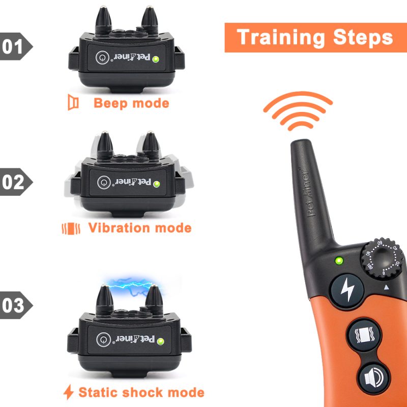 Petrainer 619a-1 800m Rechargeable & Waterproof Dog Training Collar Vibration Static Shock Tone ...