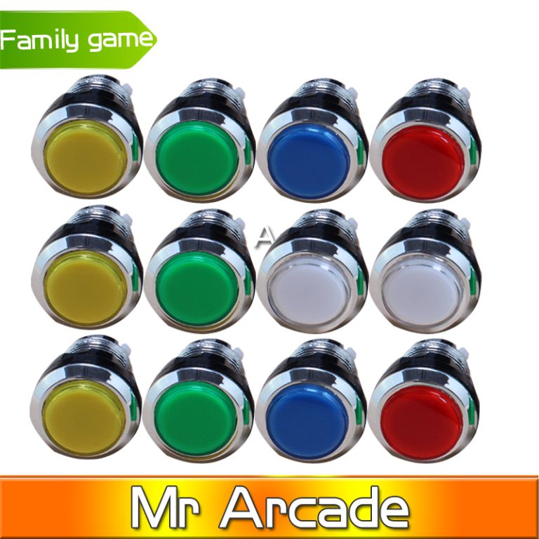 12v Led Arcade Button Chrome Plated Illuminated 5 Colors Microswitch Included OutletTrends.com ...