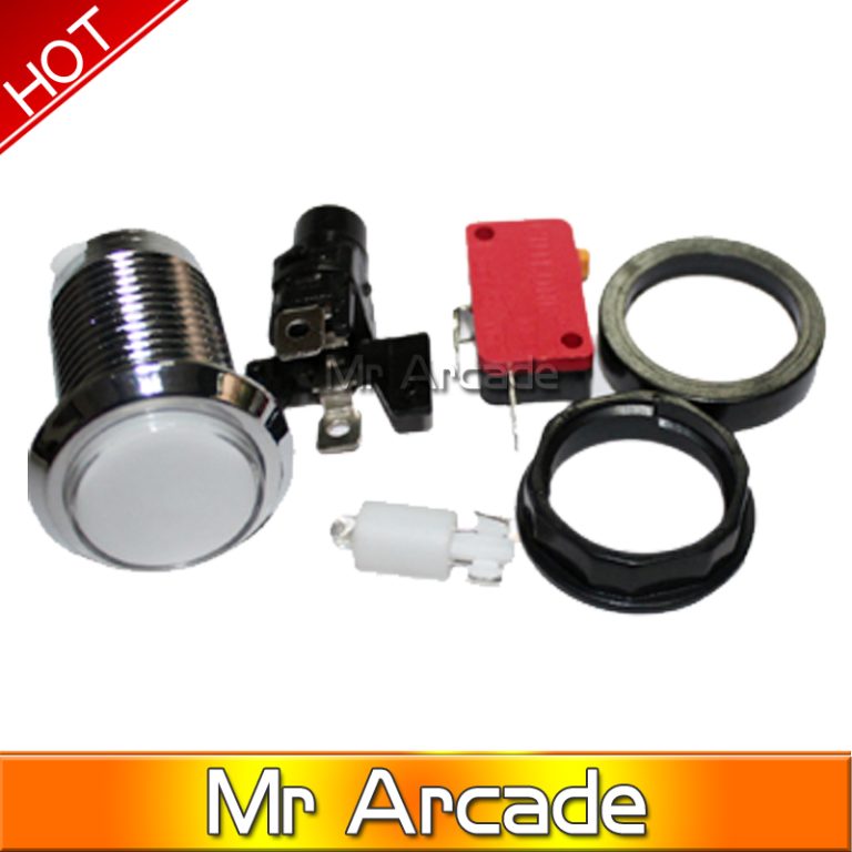 12v Led Arcade Button Chrome Plated Illuminated 5 Colors Microswitch Included OutletTrends.com ...
