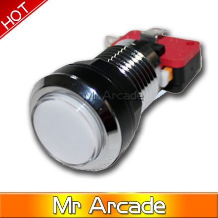 12v Led Arcade Button Chrome Plated Illuminated 5 Colors Microswitch ...