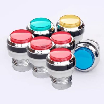 12v Led Arcade Button Chrome Plated Illuminated 5 Colors Microswitch ...