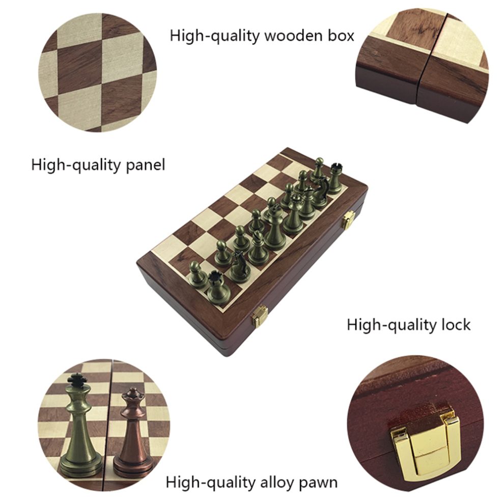 Professional Chess Set Golden Silver Pieces Glossy Wood Board ...