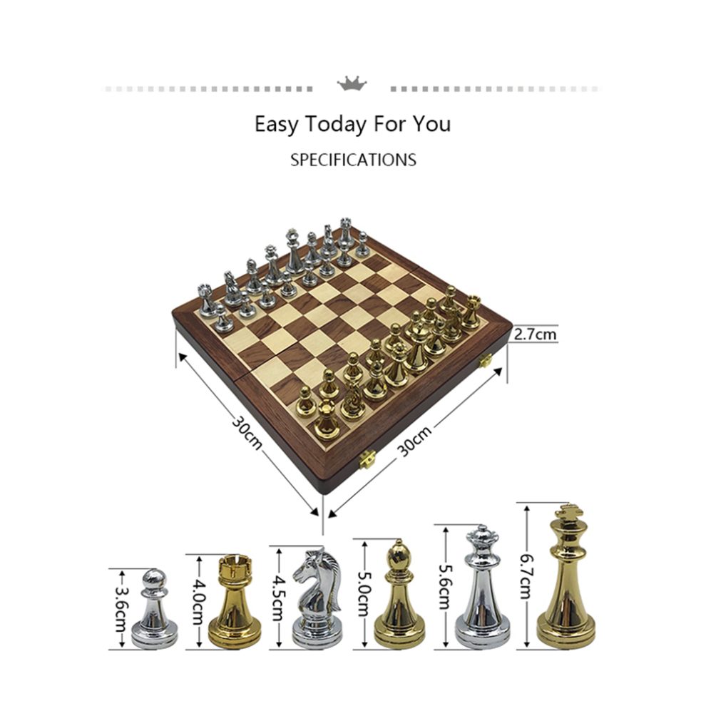 Professional Chess Set Golden Silver Pieces Glossy Wood Board ...