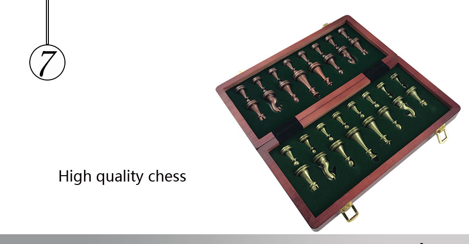 Metal Glossy Golden And Silver Chess Pieces Solid Wooden Folding Board ...