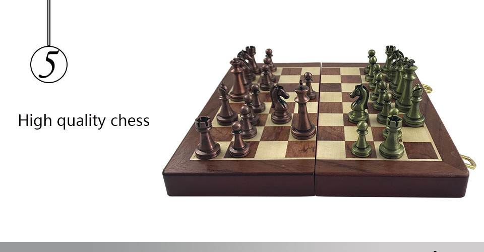 Metal Glossy Golden And Silver Chess Pieces Solid Wooden Folding Board ...