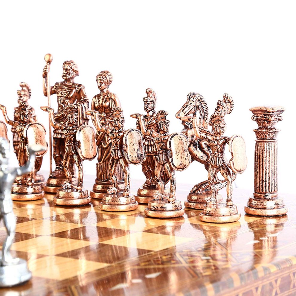 Handmade Antique Copper Chess Set With Rome Figures Pearl King ...