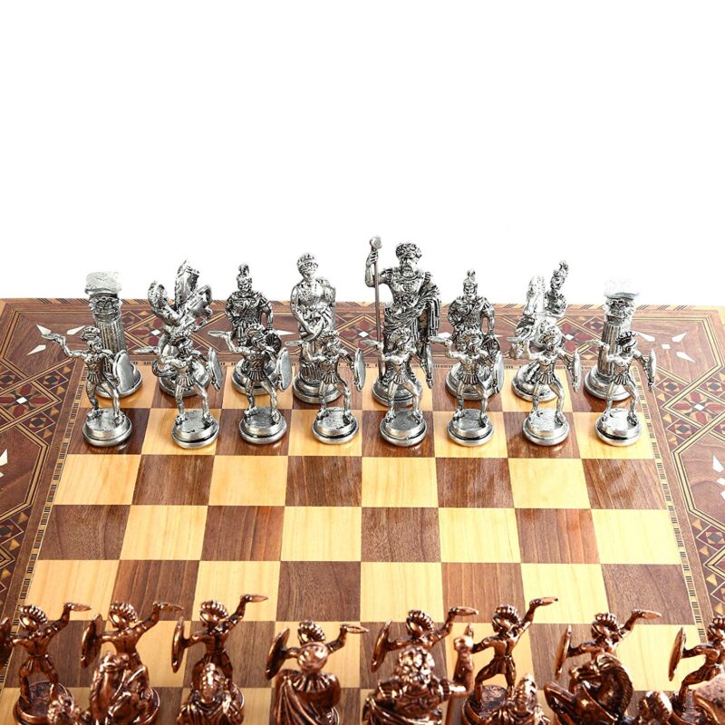 Handmade Antique Copper Chess Set With Rome Figures Pearl King ...