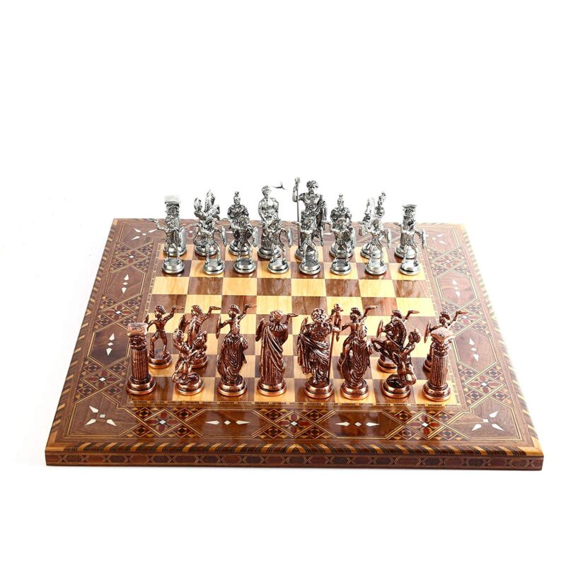 Handmade Antique Copper Chess Set With Rome Figures Pearl King ...
