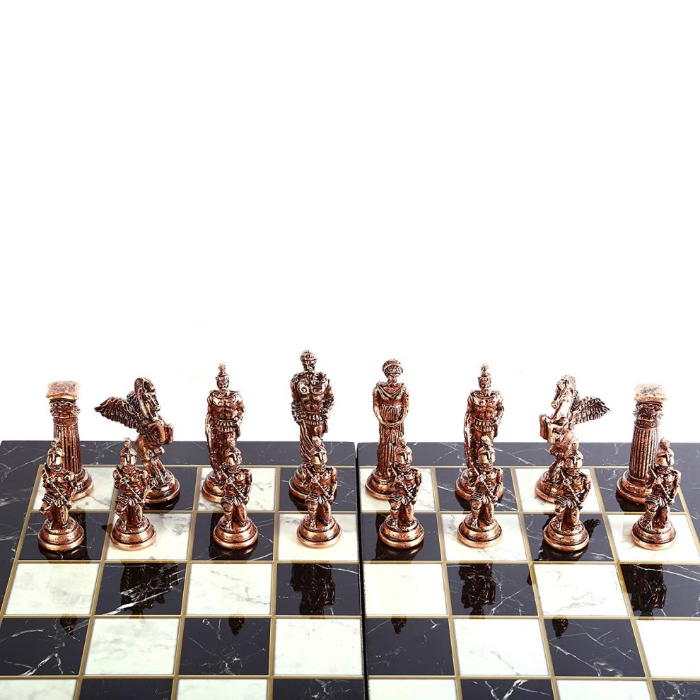 Handcrafted Antique Copper Pegasus Chess Set With Marble Wood Board ...