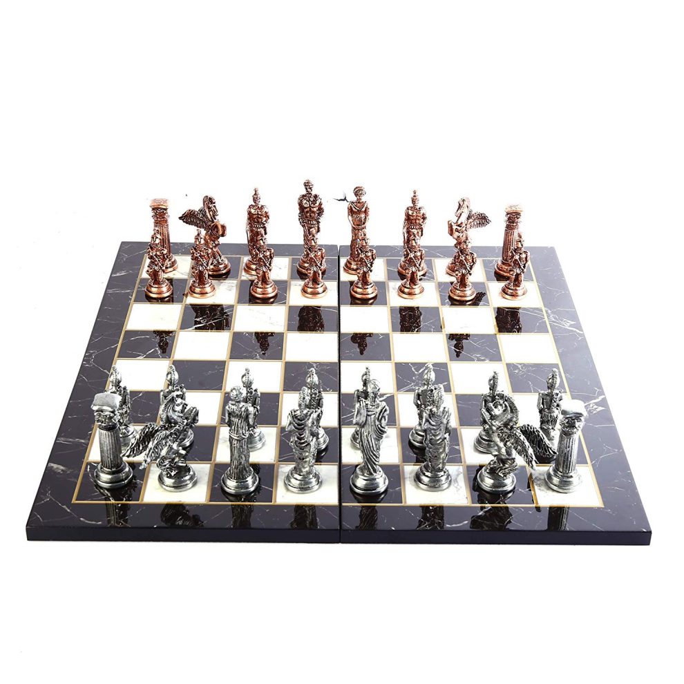Handcrafted Antique Copper Pegasus Chess Set With Marble Wood Board ...