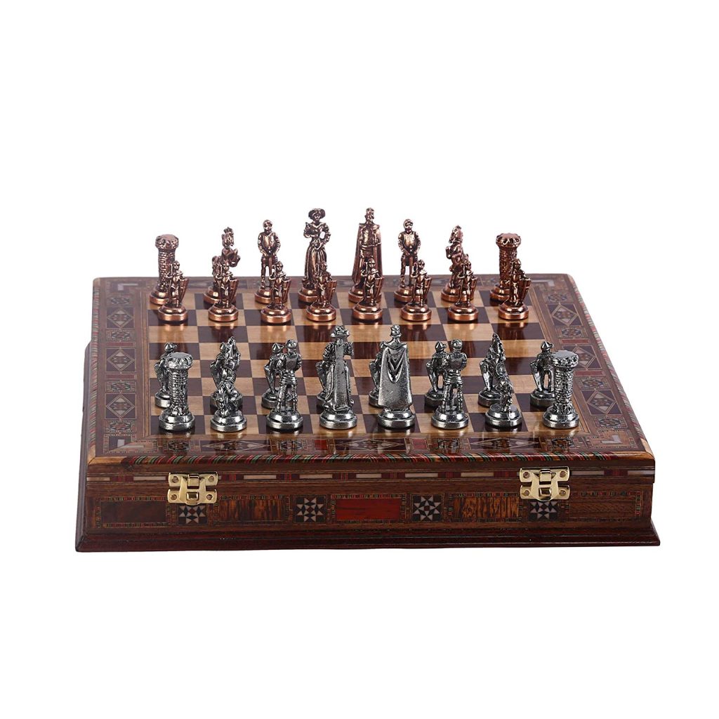 Handmade British Medieval Chess Set With Antique Copper Pieces Wooden ...