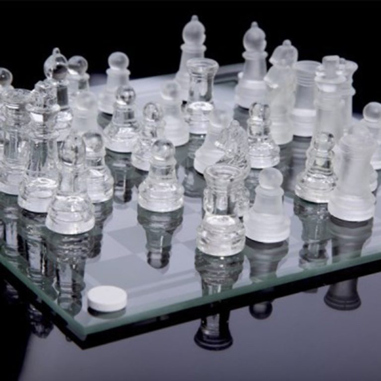 Deluxe Glass Chess Set With Crystal Mirror Board 10inch Ideal Gift ...