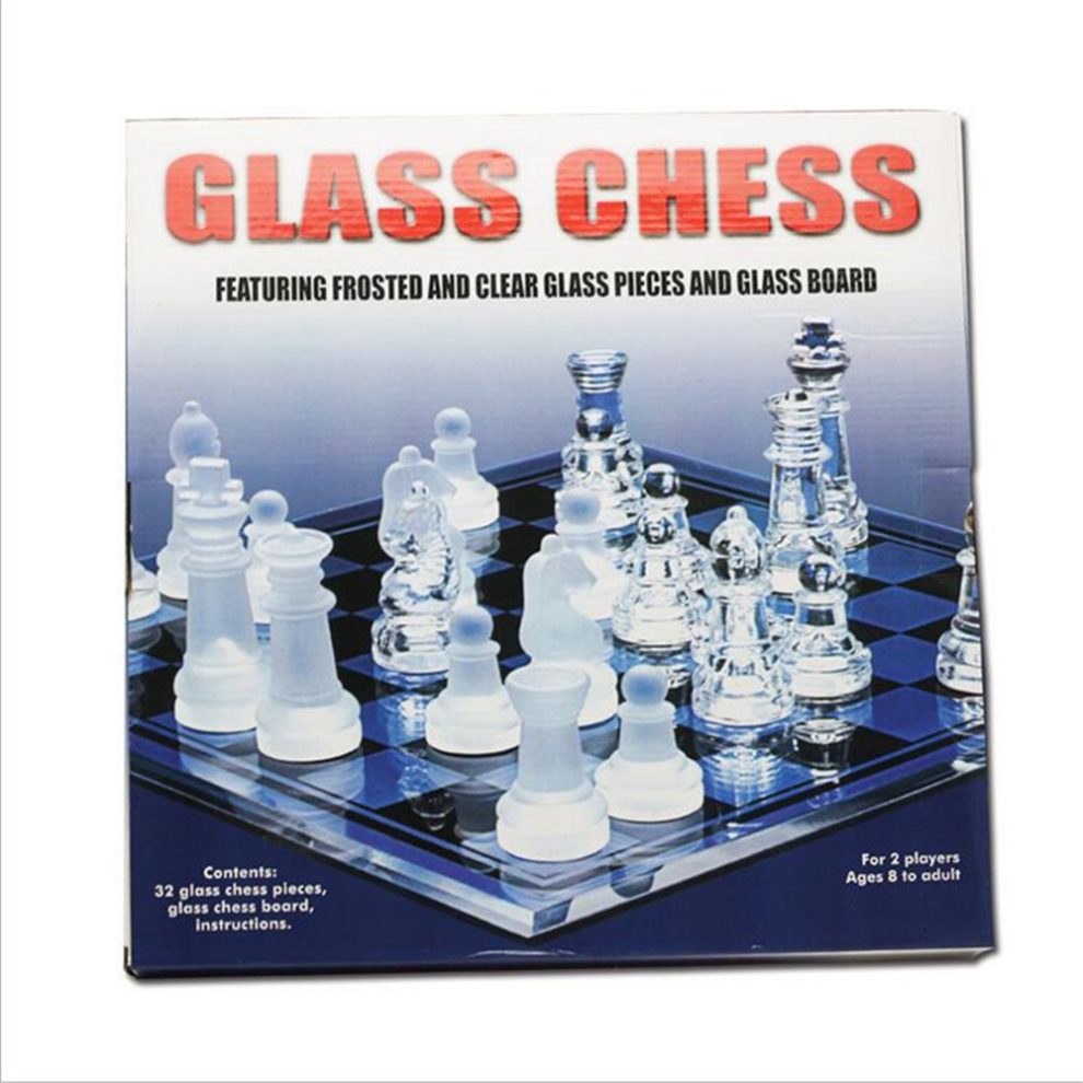 Deluxe Glass Chess Set With Crystal Mirror Board 10inch Ideal Gift ...