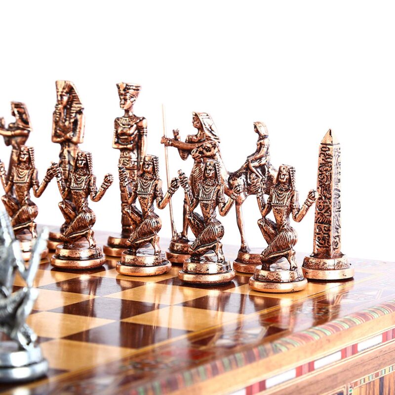 Handmade Egyptian Pharaoh Copper Chess Set With Solid Wood Storage ...