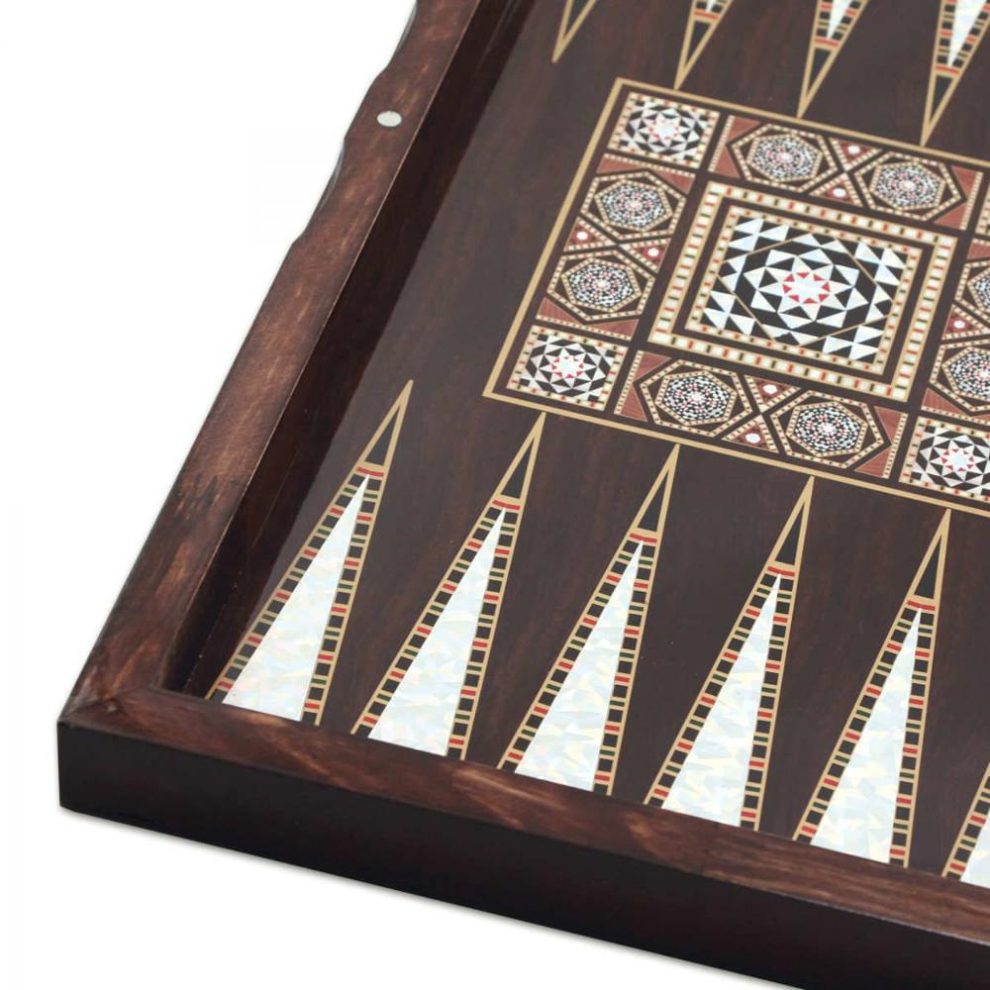 Large Solid Wood Mother Of Pearl Backgammon Family Board Game Set ...