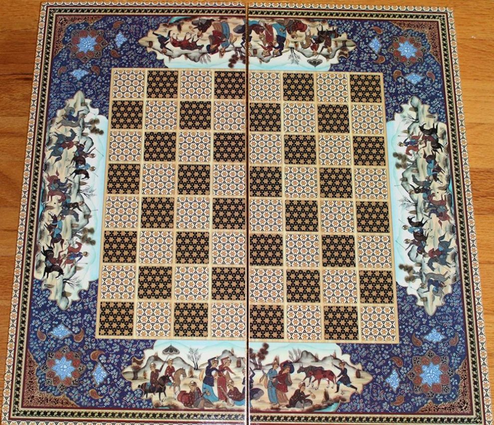 Deluxe Checkers Backgammon Set Patterned Laminated Compressed Wood Game ...