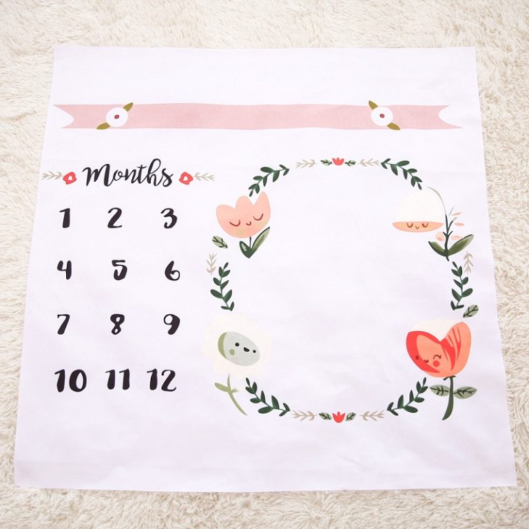 Unisex Baby Milestone Blanket Growth Calendar Photo Prop Play Mat ...
