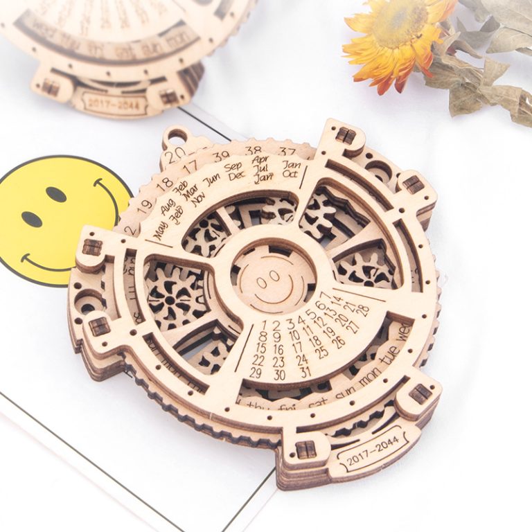 Mechanical Wooden 3d Puzzle Calendar Carving Laser Engraving To 2044 ...
