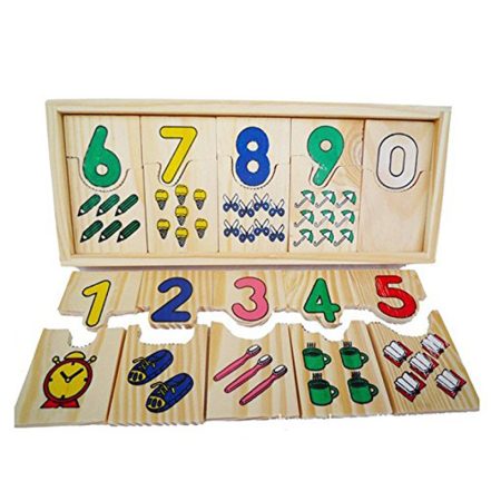 Montessori Wooden Math Puzzle Board Educational Kids Digital Matching ...