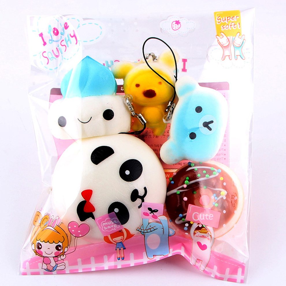 Kawaii Medium Mini Soft Bread Squishy Toys 5pcs Stress Relief ...