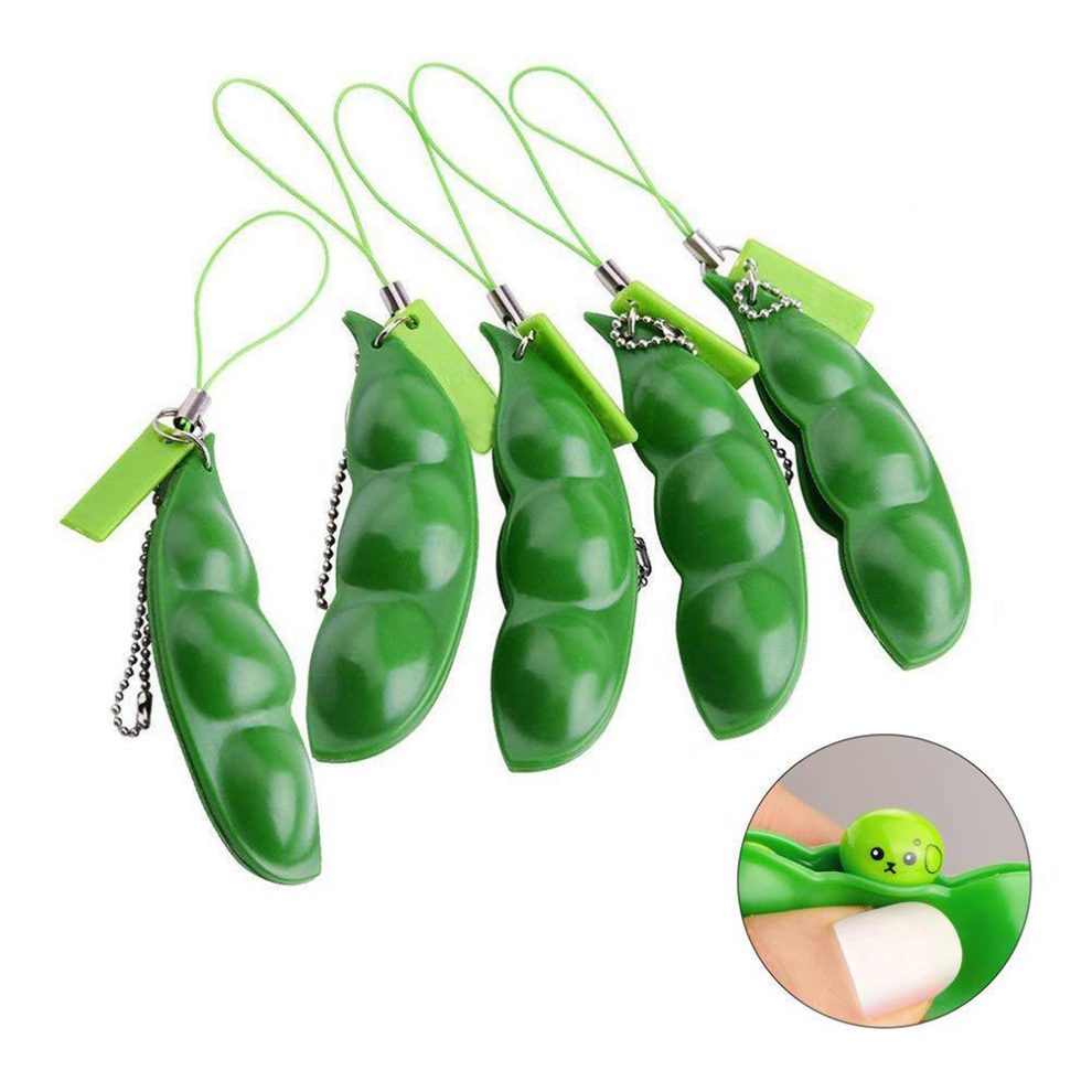Stress Relief Keychain Toy Cute Soybean Squeeze Bag Trinket Charm ...