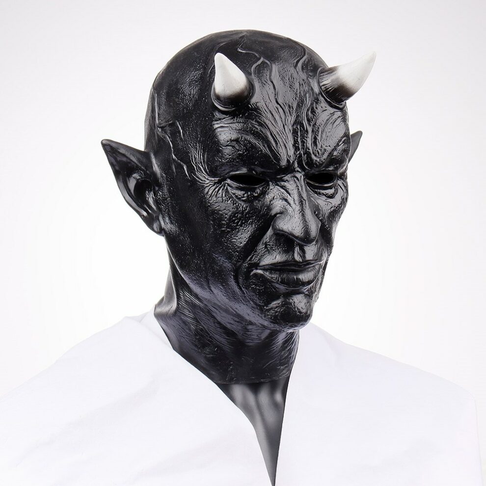 Devil Killer Latex Mask Mephistopheles Demon Horn Cosplay Halloween ...
