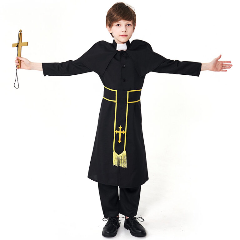 Boys Halloween Priest Costume Kids Religious Cosplay Outfit ...