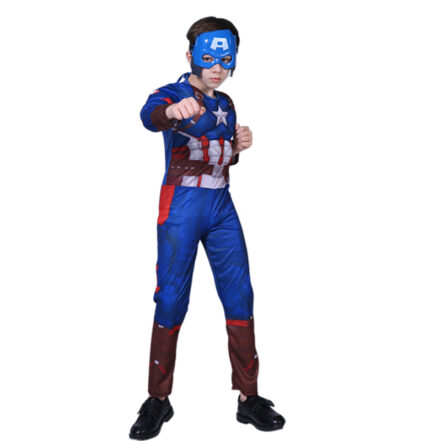 Kids Captain America Superhero Muscle Cosplay Costume With Shield ...