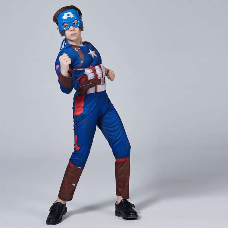 Kids Captain America Superhero Muscle Cosplay Costume With Shield ...