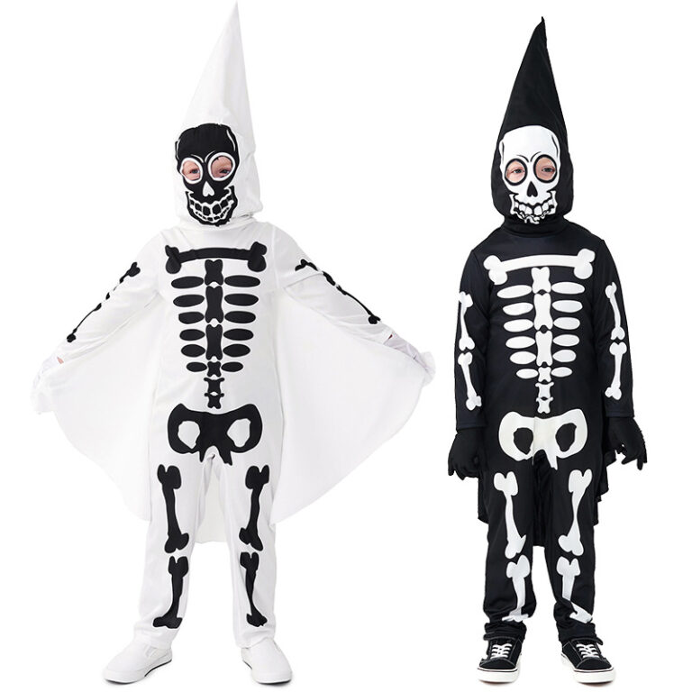 Kids Halloween Skeleton Jumpsuit Costume Scary Skull Print Cosplay For ...