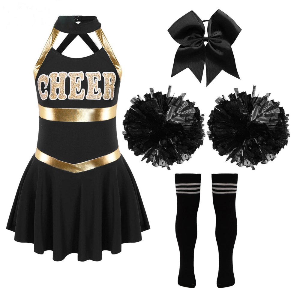 Girls Cheerleading Outfit Sleeveless Dance Dress Halloween Competition ...