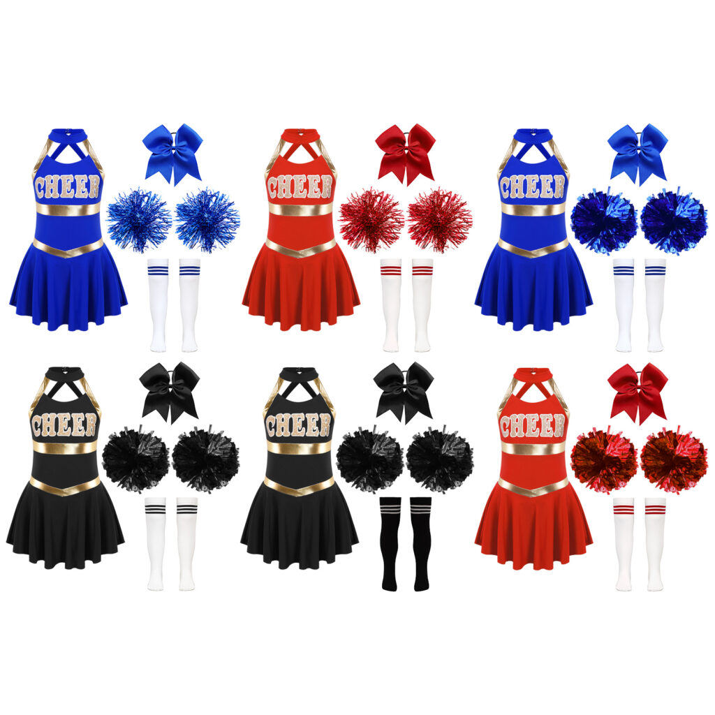 Girls Cheerleading Outfit Sleeveless Dance Dress Halloween Competition ...