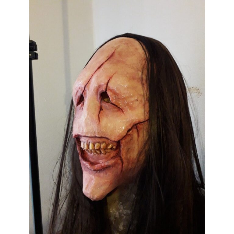 Adult Halloween Costume Long Hair Evil Ghost Mask Haunted House Prop ...