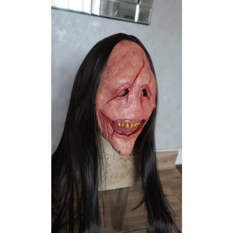 Adult Halloween Costume Long Hair Evil Ghost Mask Haunted House Prop ...