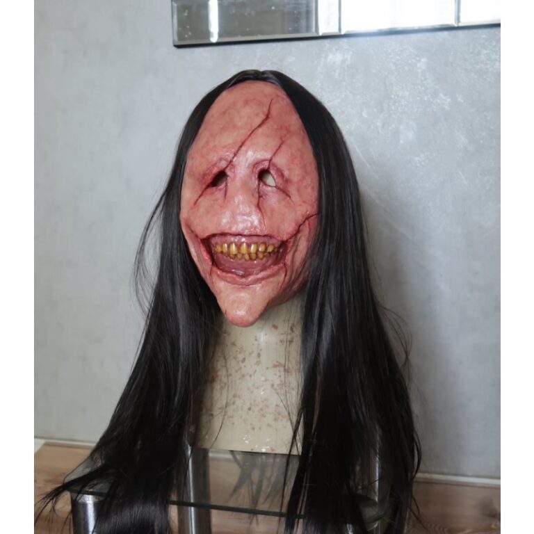 Adult Halloween Costume Long Hair Evil Ghost Mask Haunted House Prop ...
