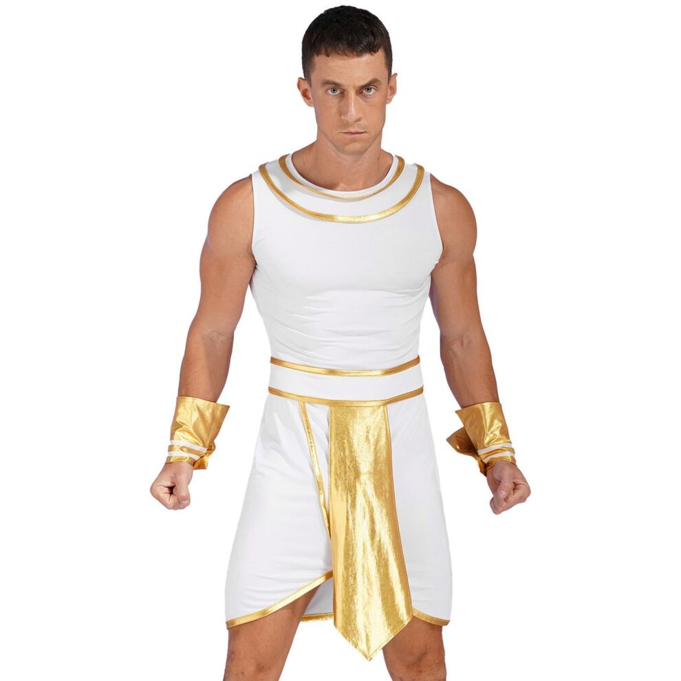 Mens Pharaoh Costume Egyptian God Robe Halloween Cosplay Spartan ...