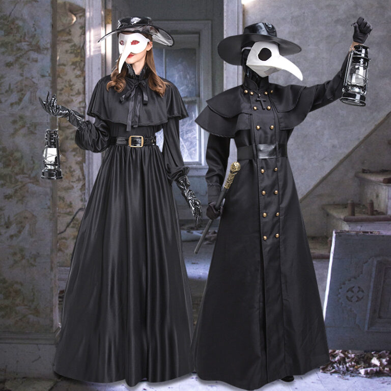 Plague Doctor Costume Set Medieval Punk Halloween Dress Mask Gloves ...