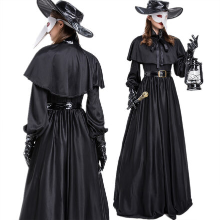 Plague Doctor Costume Set Medieval Punk Halloween Dress Mask Gloves ...